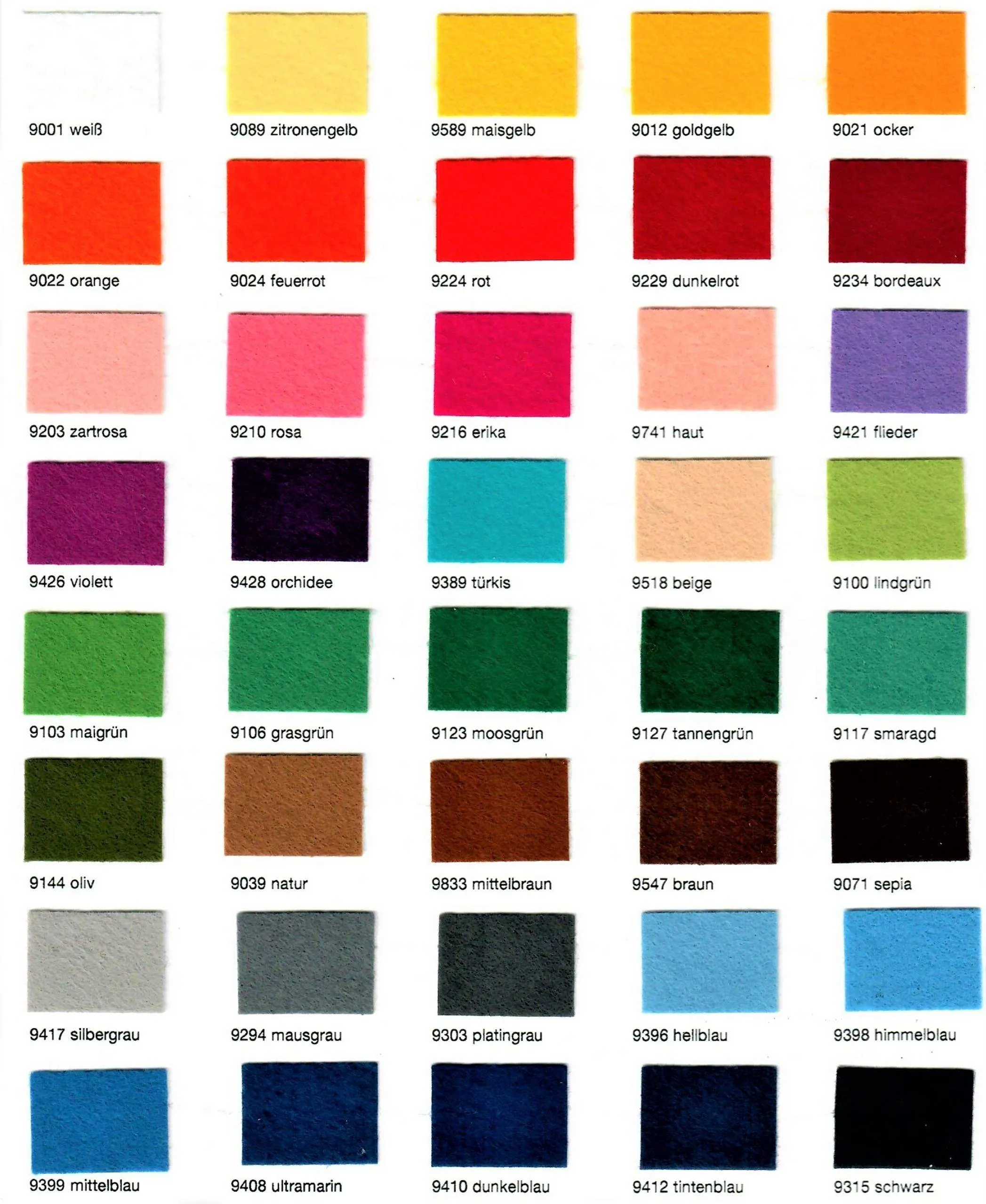 Viskose Filz Rolle - 45 cm breit / 5 m lang in verschiedenen Farben ...